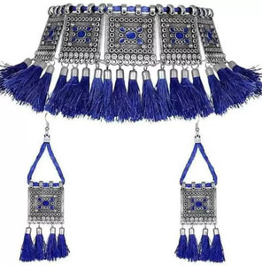 qto Alloy Silver Blue, Silver Jewellery Set Price in India - Buy qto ...