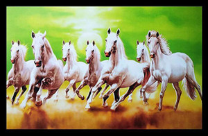 Beautiful Lucky Seven Running Horses Vaastu Poster for Wall Décor ...