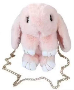 BATCAT Pink Sling Bag Fluffy Rabbit Soft Cute Bunny Sling Bag With ...