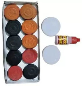 VPHUB WOODEN carrom coins with striker and Powder Carrom Pawns (Pack of ...