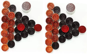 VPHUB 48 Wooden Carrom Coins and 2 Strikers, Carrom Pawns Pack of 2 ...