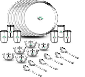 Chakmak Pack of 24 Stainless Steel Lotus Dinner Set Price in India ...