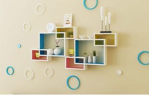 HAMMAD FURNITURE Wall Shelf Intersecting Shape Wall Mounted Hanging ...