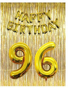 Flipkart.com | METROL Solid 96 AGE NUMBER HAPPY BIRTHDAY BALLON GOLD ...