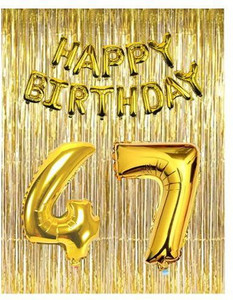 Flipkart.com | METROL Solid 47 AGE NUMBER HAPPY BIRTHDAY BALLON GOLD ...