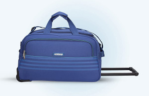 AMERICAN TOURISTER Polyester Fabric Blue 55 cm- Duffle with Trolly ...