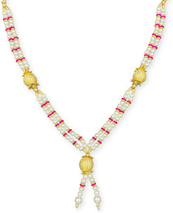 Bhakti Lehar ( 16 Inch ) Pink & White Pearl Moti Mala Garland for Photo ...