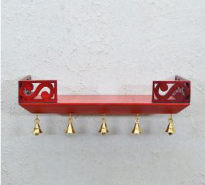 woodinzo woden wall temple with bells Wooden Wall Shelf MDF (Medium ...
