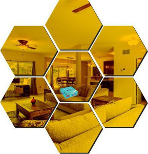 Sticker Daddy 50 cm 7 Hexagon Golden wall mirrors|acrylic stickers ...
