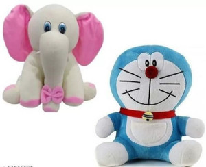 SASTATOY White Elephant & Doraemon Teddy Bear - 26 cm - White Elephant ...