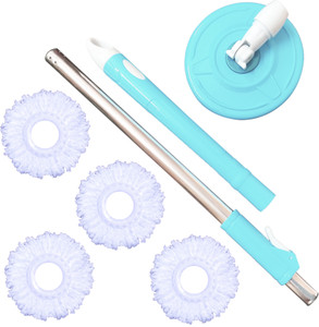 JaiNeth 360°spin mop stick Head stainless steel rod (Green color) with ...