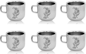 Vikas Metal Pack of 6 Stainless Steel double wall tea and coffee cup ...