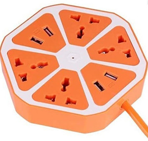 pompeo Hexagon 4 USB 4 Socket 3 Pin Power Extension Worldwide Adapter 6 ...