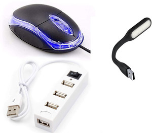 JAGMAX USB MOUSE- USB HUB 4 PORTS= USB LIGHT--+ Wired Ambidextrous ...