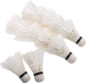 Gmefvr Shuttle Cock Father Pack of 10pc Feather Shuttle - White - Buy ...