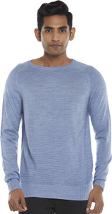 Byford by Pantaloons Solid Round Neck Casual Men Blue Sweater - Buy ...