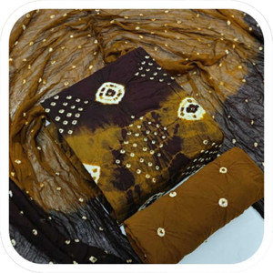 Buy JATADHAR FAB Printed Bandhani Cotton Blend, Pure Cotton Brown ...