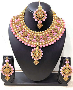 Yanshika Alloy Gold-plated Pink Jewellery Set Price in India - Buy ...