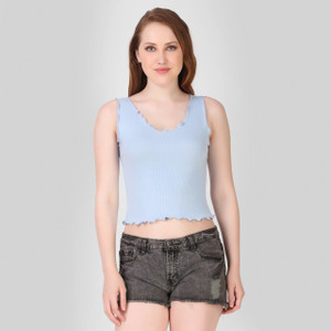 topam top Casual Solid Women Blue Top - Buy topam top Casual Solid ...