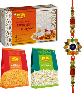 Haldiram's Nagpur Orange Burfee 500g,Lite Chiwda(200g),Aloo Bhujia(200g ...