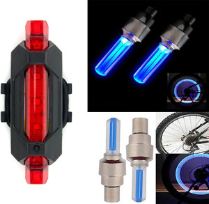 NSV Bicycle Bike Back Tail Light With Tyre Valve Reflecting Light LED ...