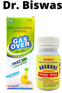 Dr. Biswas Gaskure 50 Capsule & Gasover Syrup 225ml For Gastritis ...