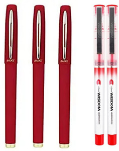 Baoke 3 (PC-1828) 0.5mm Smooth Red Gel Pens +2 Wisdom 0.5mm Needle Tip ...