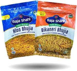 RAJA SHAHI Delicious & Crispy Aloo Bhujia & Bikaneri Bhujia(400gm each ...