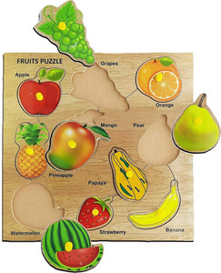 SAFESEED Wooden Fruits Educational Puzzle Board, Early Learning ...