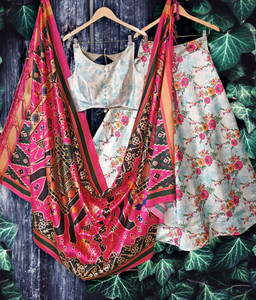 KAHIRAA WHOLETEX Floral Print Semi Stitched Lehenga Choli - Buy KAHIRAA ...