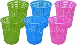 Wonder Plastic Jali 222 Open Dustbin, Set of 6 Pcs, 7 Ltr Dustbin, Pink ...