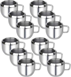 VISAXMI Pack of 12 Stainless Steel Tea Cup, Cup Set, Unbreakable Tea ...