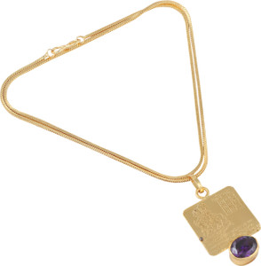 Prabhu Bhakti Golden Shree Shani Yantra With Neelam stone locket Gold ...