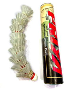 SHINE SPORTS pack of 10 badminton shuttle Feather Shuttle - White - Buy ...