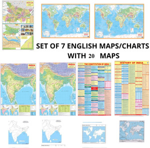 7 ENGLISH (MAPS/CHARTS) +20 Practice Outline Map combo/pack India ...