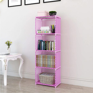 Buenovida Metal Study Room, Book Rack Stand Shelf Grey- 4-shelve ...