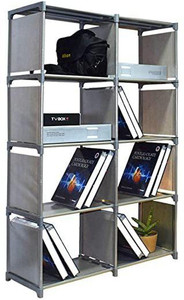 Buenovida Metal Study Room, Book Multipurpose Rack Stand Shelf Grey- 8 ...