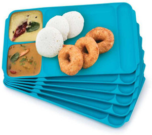 Finner 3 Compartment Plastic Thali Set Blue Sectioned Plate Price in ...