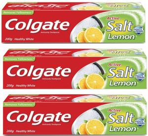 Colgate Active Salt Lemon , Germ-Fighting Toothpaste , 200g (Pack of 3 ...