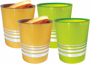 Wonder Plastic Bingo Open Dustbin Set, 4 pc Dustbin 6 LTR, Green Yellow ...