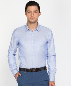 Next Look Men Self Design Formal Blue Shirt - Buy Next Look Men Self ...