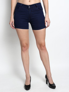 CHAV Solid Women Denim Blue Denim Shorts - Buy CHAV Solid Women Denim ...