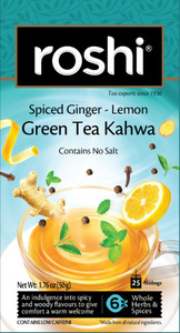 ROSHI Green Tea Kahwa (25 Tea Bags)| Spiced Ginger- Lemon|Ayurvedic ...