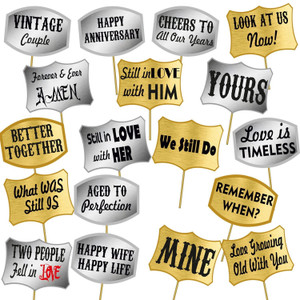 Boomer Bazaar Happy Anniversary Props with Wooden Sticks Party Supplies ...