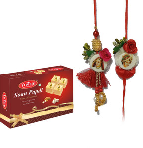 Yuvraj Food Product Couple Pair Rakhi ( king & Queen) both with mithai ...