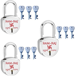 RAM RAJ Shubh Labh Lock with 3 Keys 65mm, Double Locking,8 Lever (pack ...