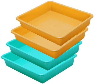 Morvi Plastic Exel Small Tray For Home/Office, Set of 4 pc Tray 2 Ltr ...