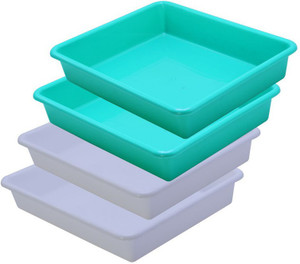 Wonder Plastic Exel Small Tray For Home/Office/Kitchen, Set of 4 pc ...