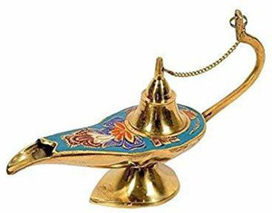 Skywalk Hand Crafted Metal Brass Aladdin Chirag Lamp (Multicolour) Size ...