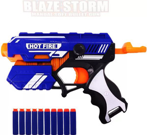 KIDDYS Manual Blaze storm hot fire Gun with 10 foam BULLETTS Guns ...